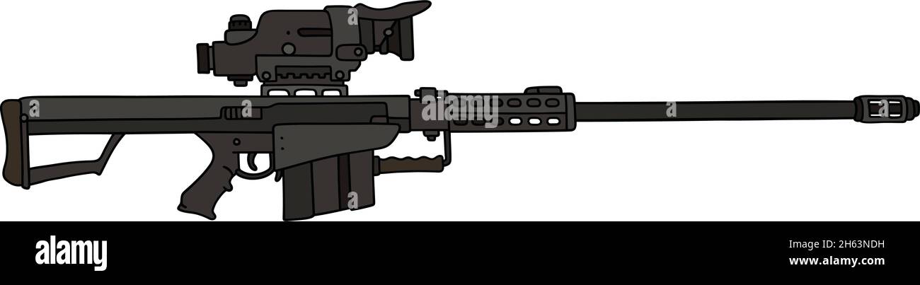 The vectorized hand drawing of a big military sniper rifle Stock Vector ...