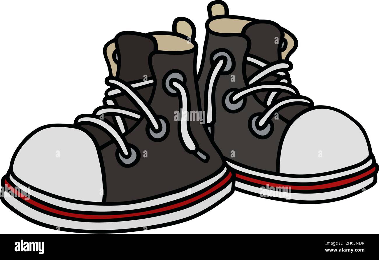 The vectorized hand drawing of funny black sneakers Stock Vector Image ...