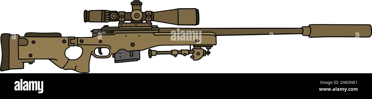 The vectorized hand drawing of a sand big military sniper rifle Stock ...