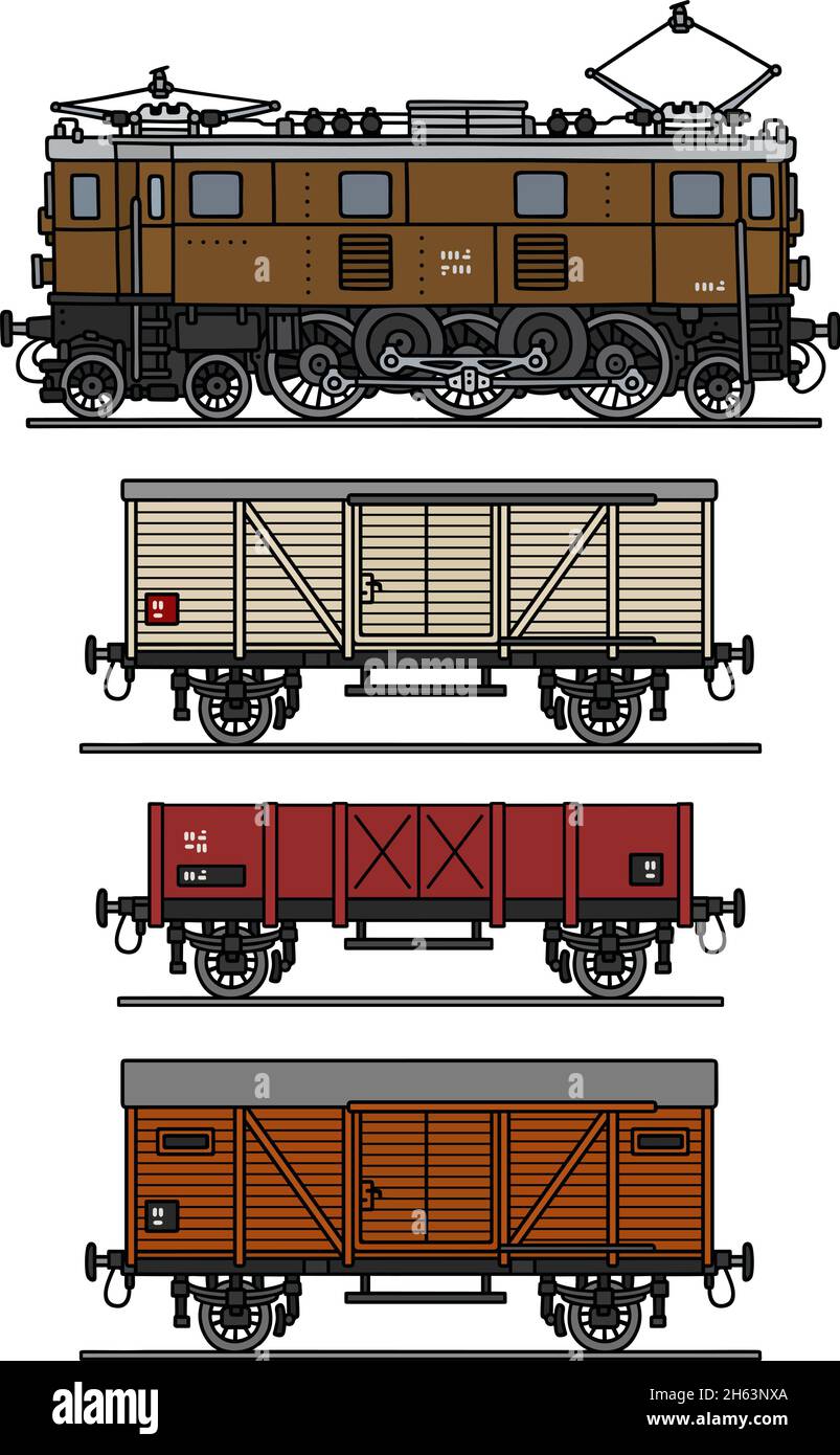 The vector illustration of an old electric train Stock Vector Image ...