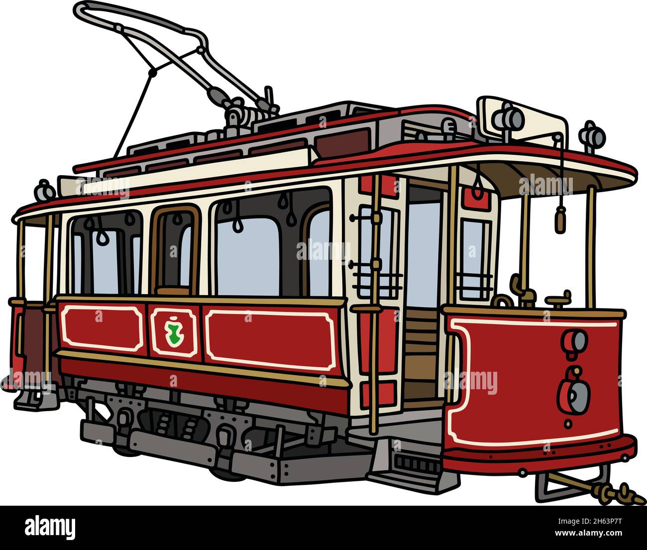 The vectorized hand drawing of a vintage tramway Stock Vector Image ...