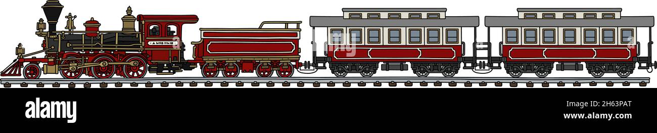Hand drawing of an old american steam train - not a real model Stock ...