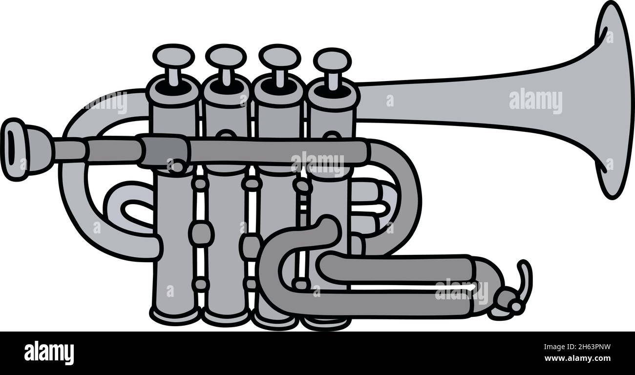 The vectorized hand drawing of a classic concert trumpet Stock Vector ...