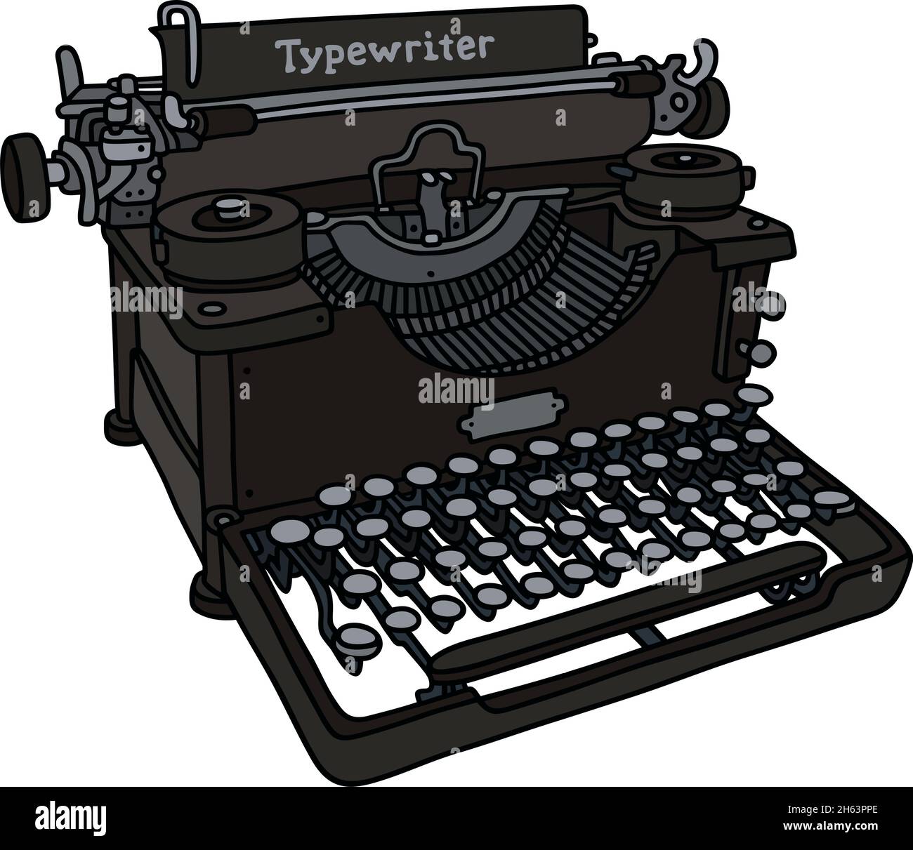 The vectorized hand drawing of a vintage typewriter Stock Vector Image ...