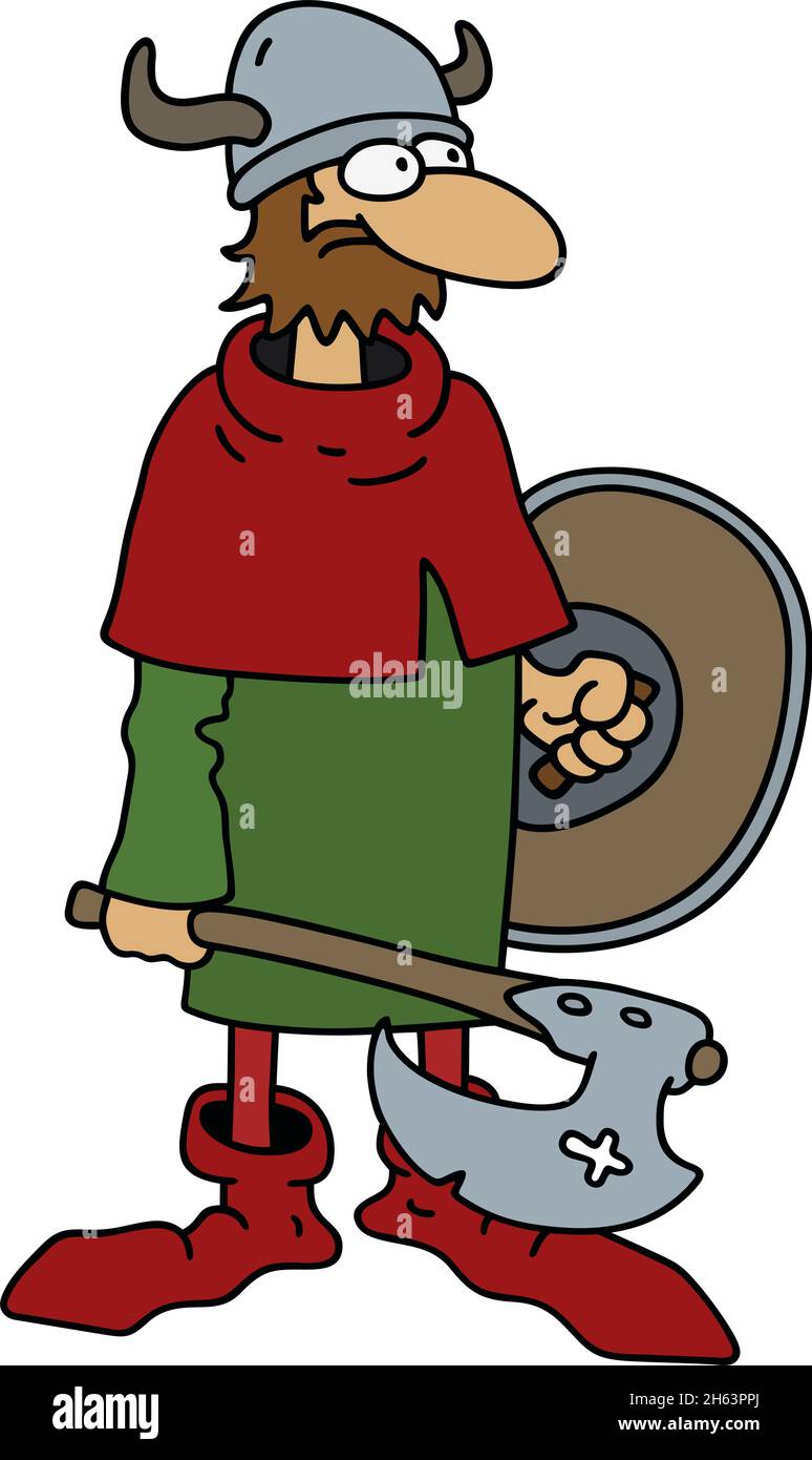 the vectorized hand drawing of a funny viking warrior Stock Vector ...