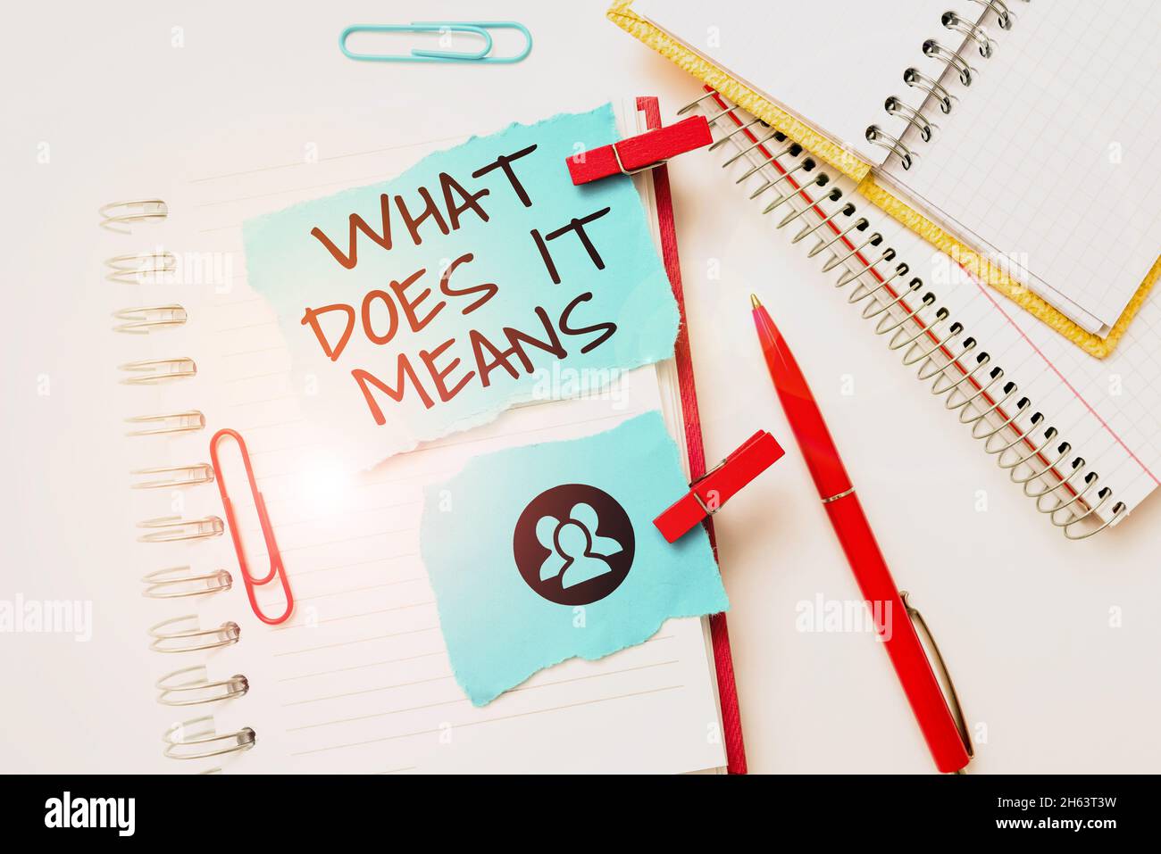 Text caption presenting What Does It Means Question. Business overview ...