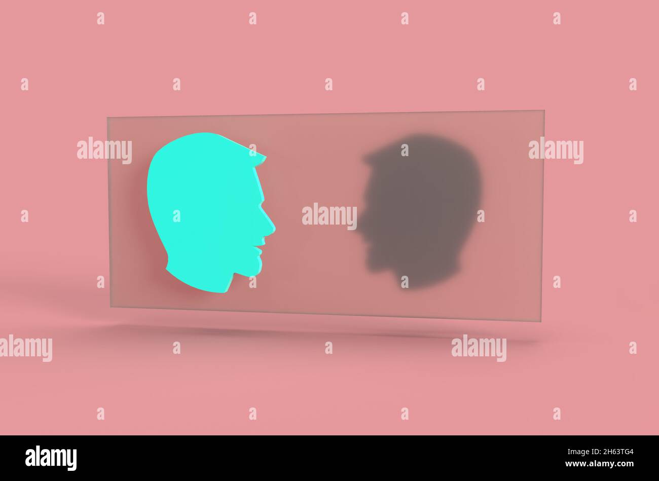 Two faces, one in shadow, talking to each other Stock Photo - Alamy
