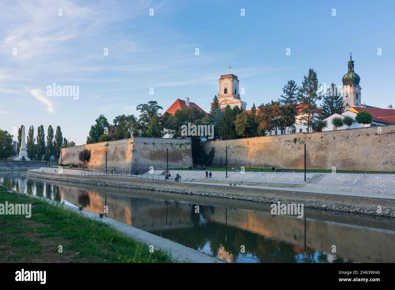 györ (raab),river raba (raab),bishops castle and episcopal palace ...