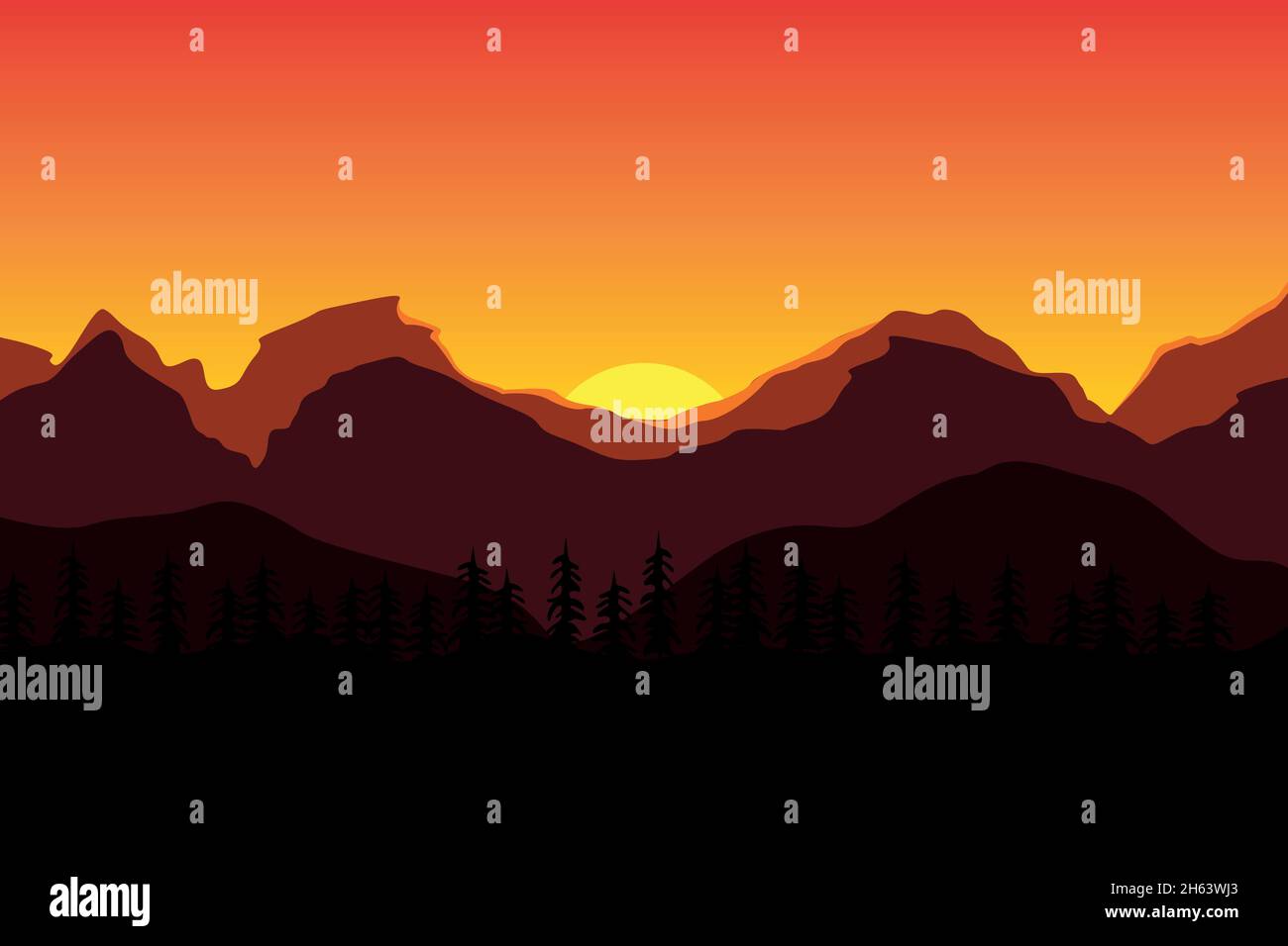Beautiful view mountains sunset Stock Vector Images - Alamy