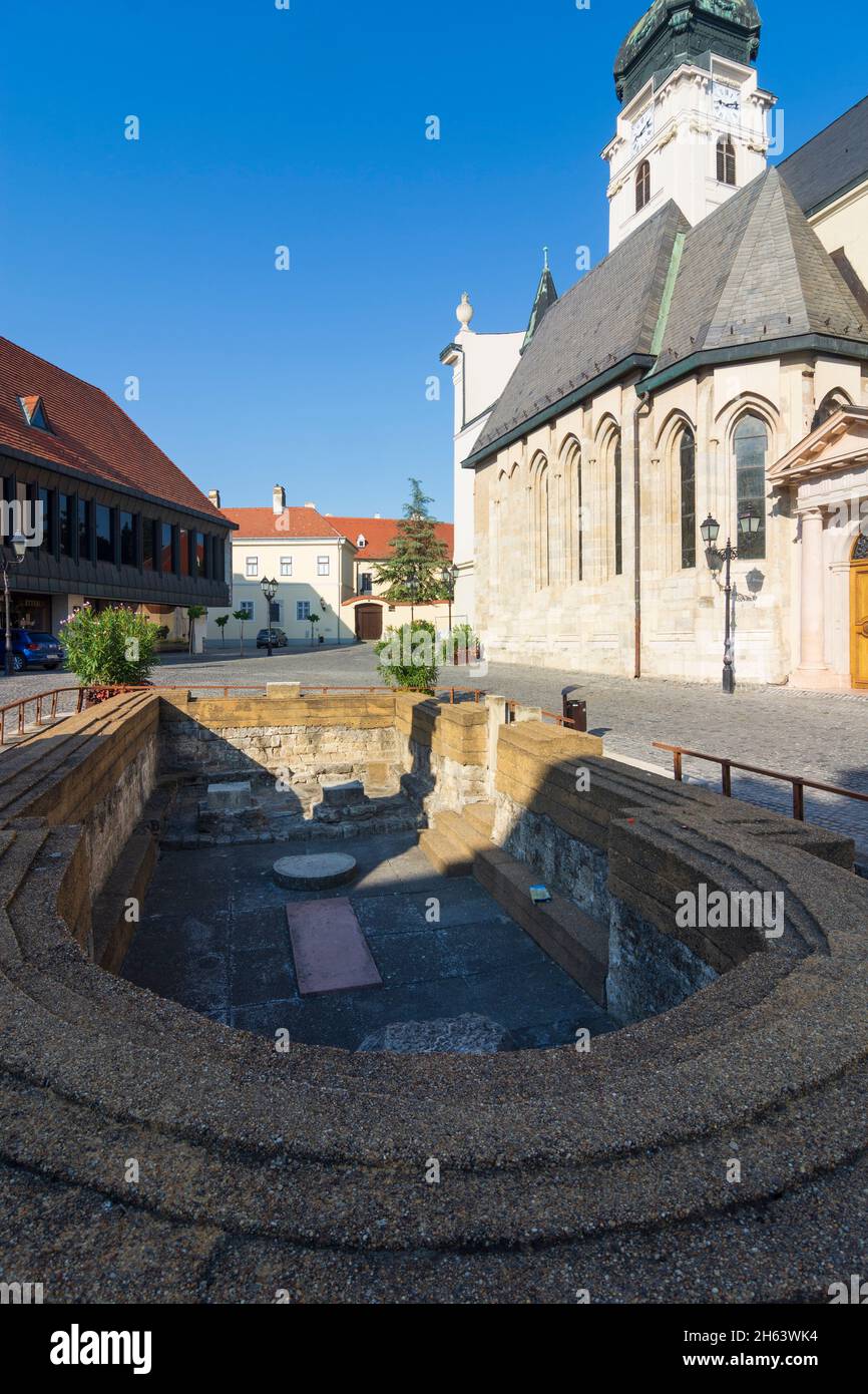 györ (raab),foundation walls of the romanesque st michael church ...