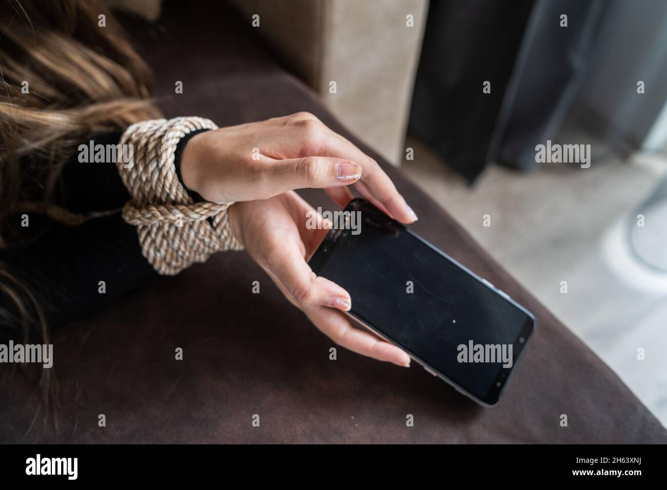 Woman kidnapped bed hi-res stock photography and images - Alamy