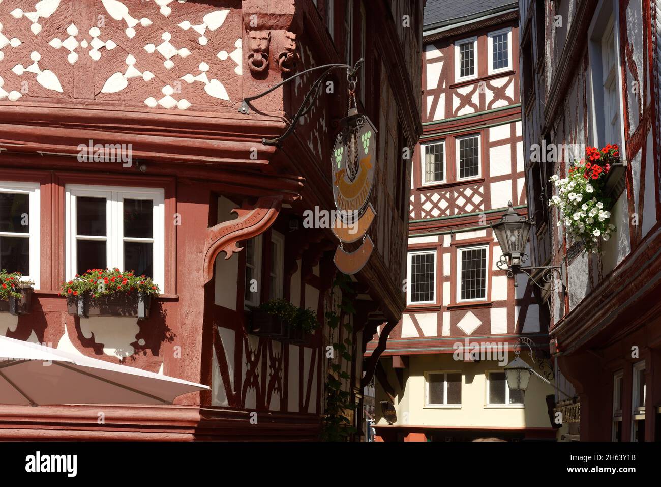 Gable facades on the market square of bernkastel kues hi-res stock ...