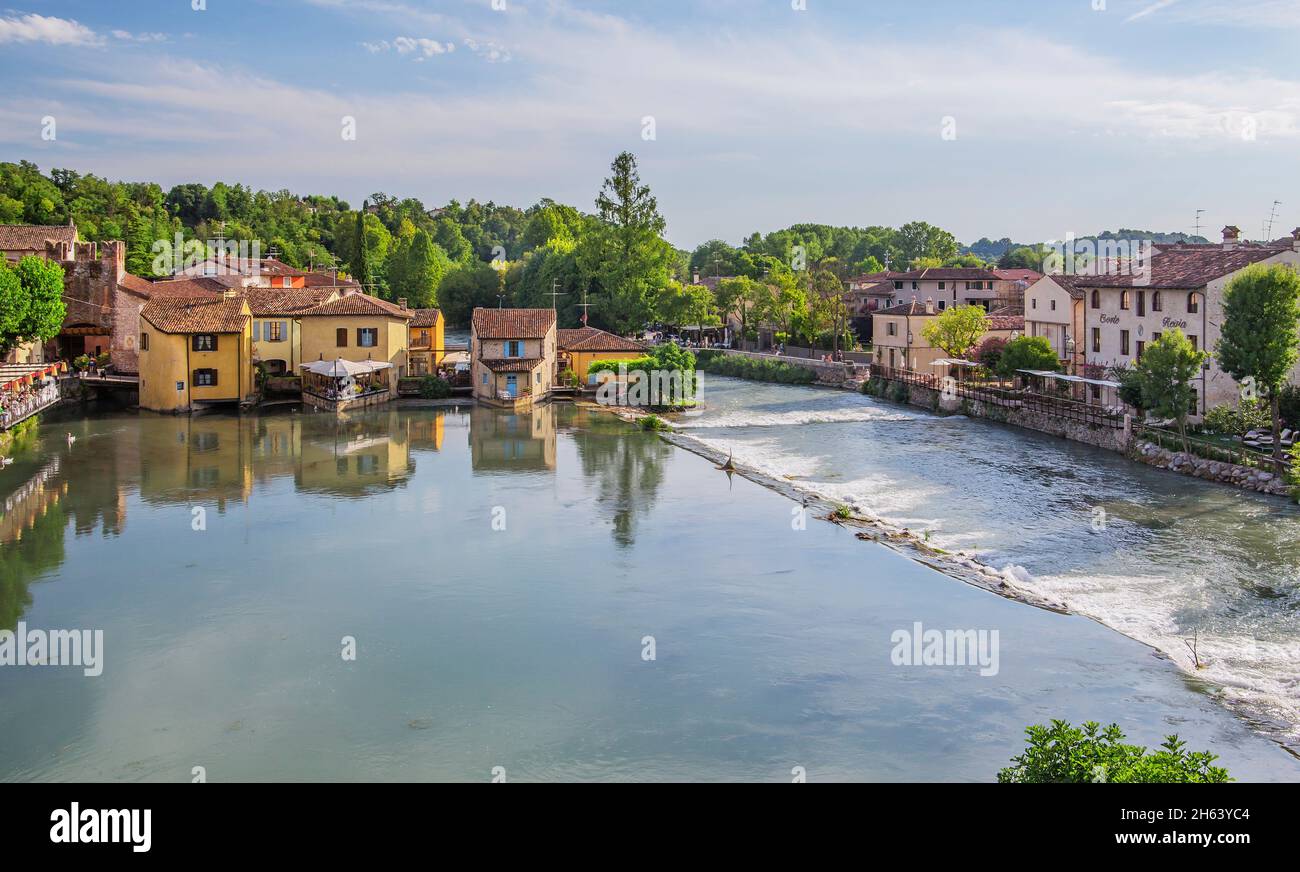 View of the historic village on the mincio river hi-res stock ...
