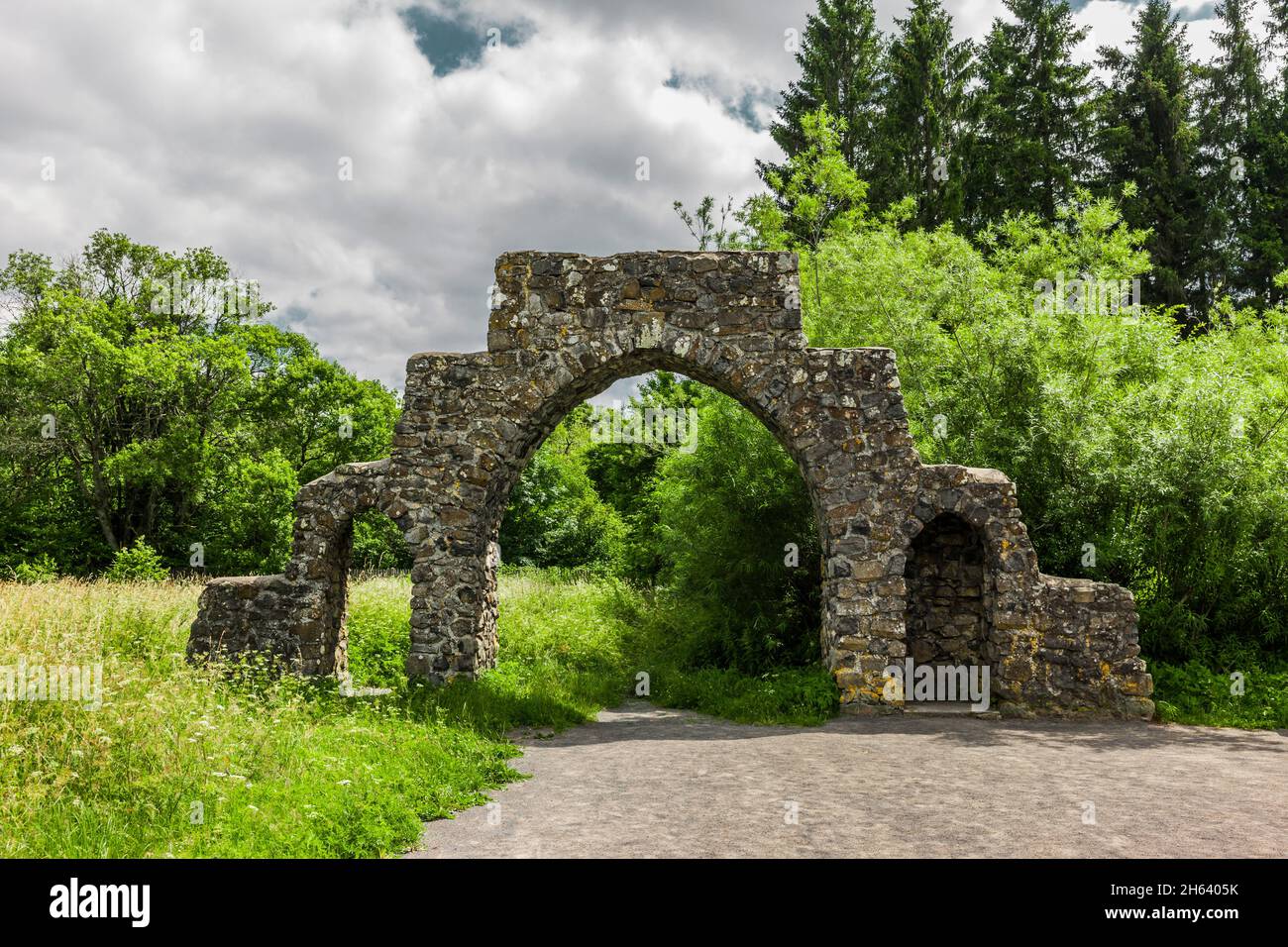 gate at the entrance to the black moor in the rhön Stock Photo - Alamy