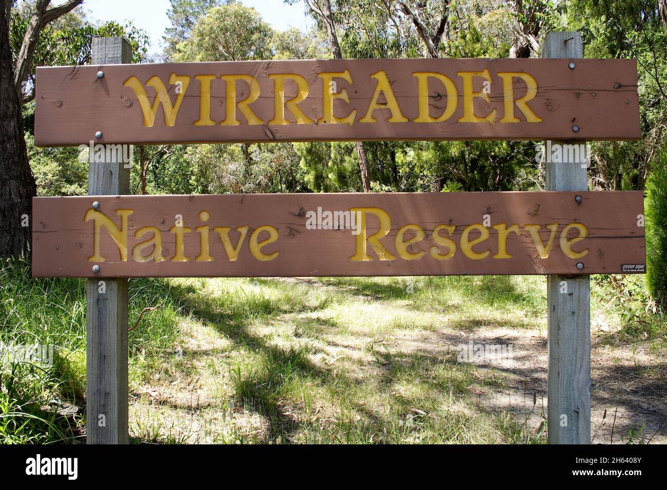 Name place sign at Wirreader Native Reserve, Boronia, Melbourne ...