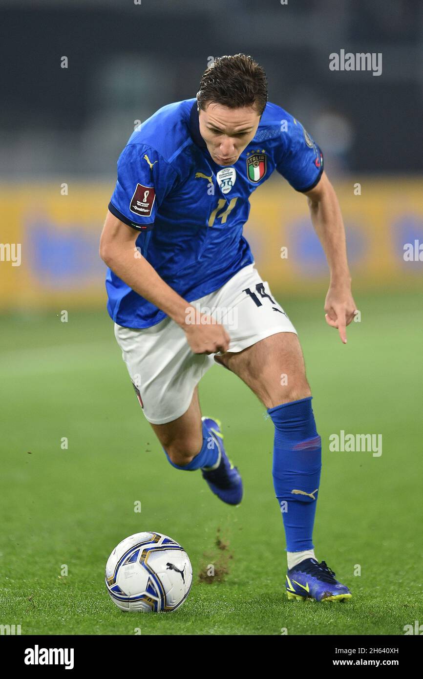 ROME, ITALY - November 12 : Federico Chiesa of Italy in Action during ...