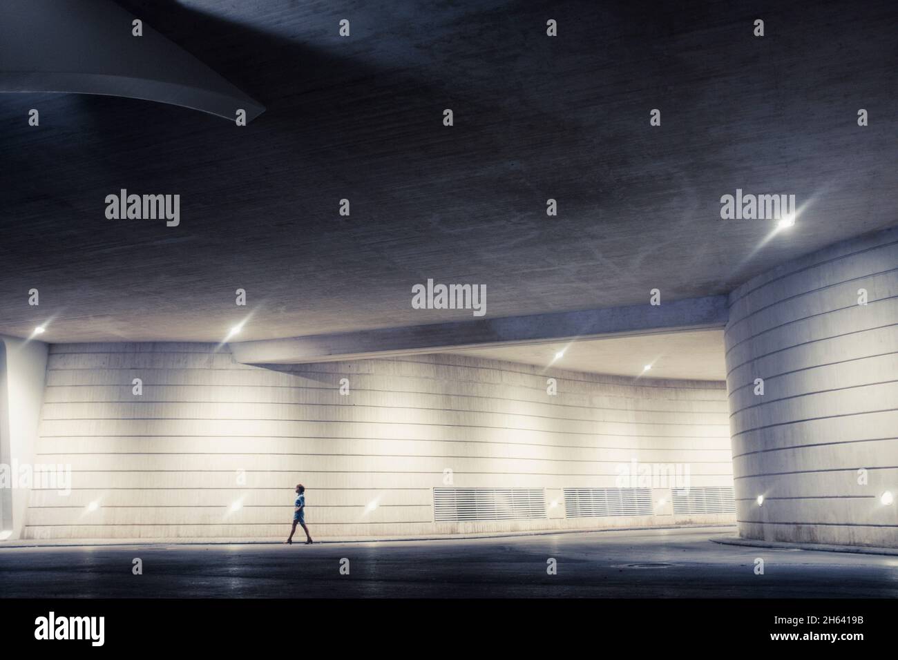 art picture of single one woman walk alone in the city night urban ...