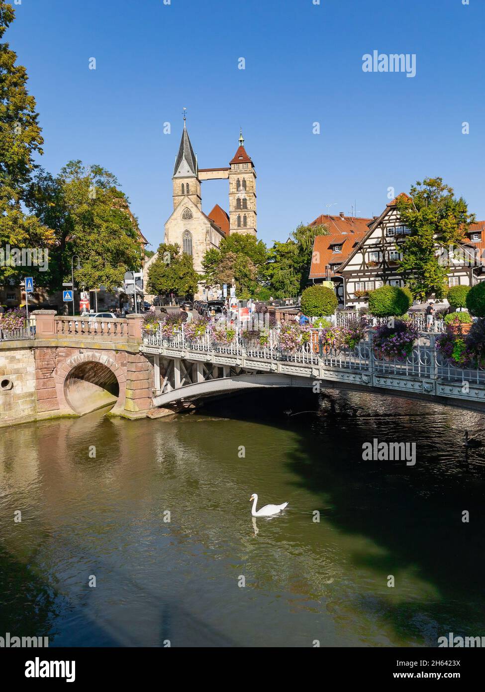 esslinger stadtkirche st. dionys,and st. agnes bridge,esslingen,baden ...
