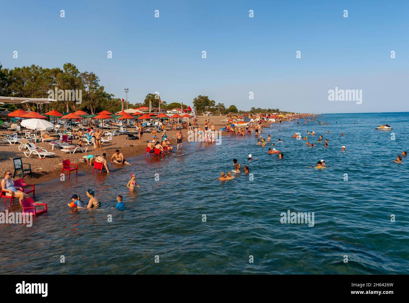 beach with a wonderful view of the mediterranean sea,antalya,turkey ...
