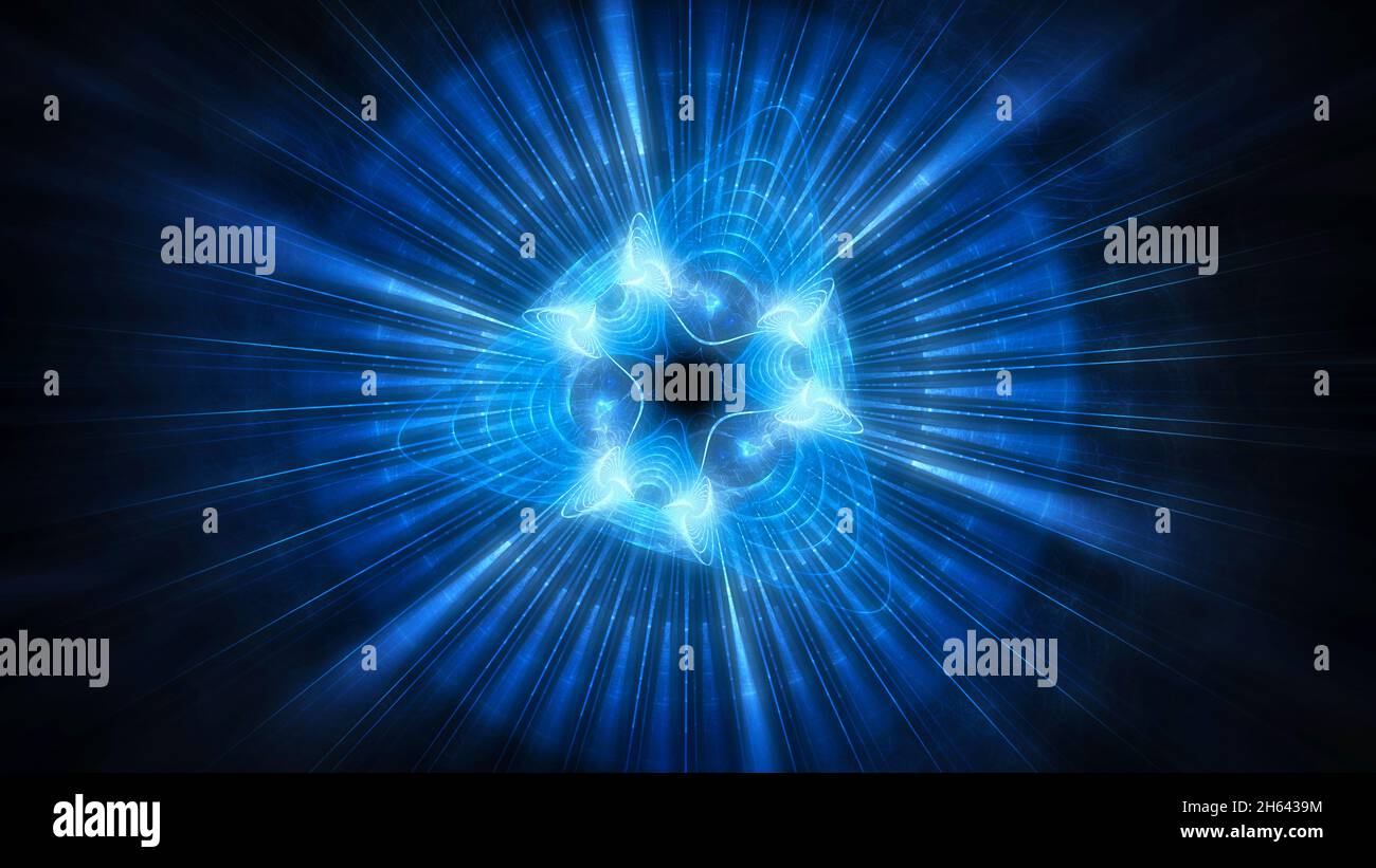 Blue glowing artificial intelligence, computer generated abstract ...