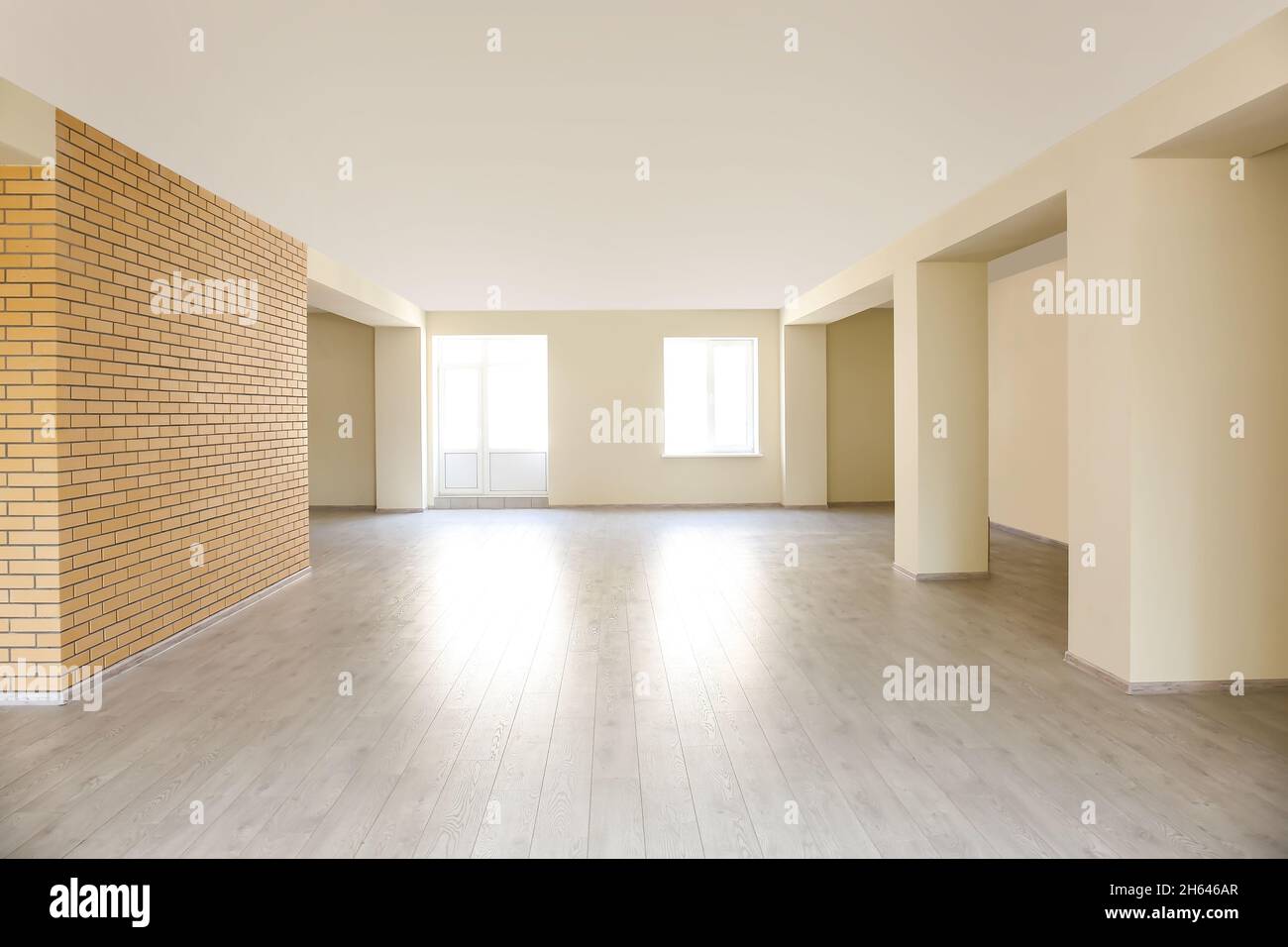 View of big empty office with windows Stock Photo - Alamy