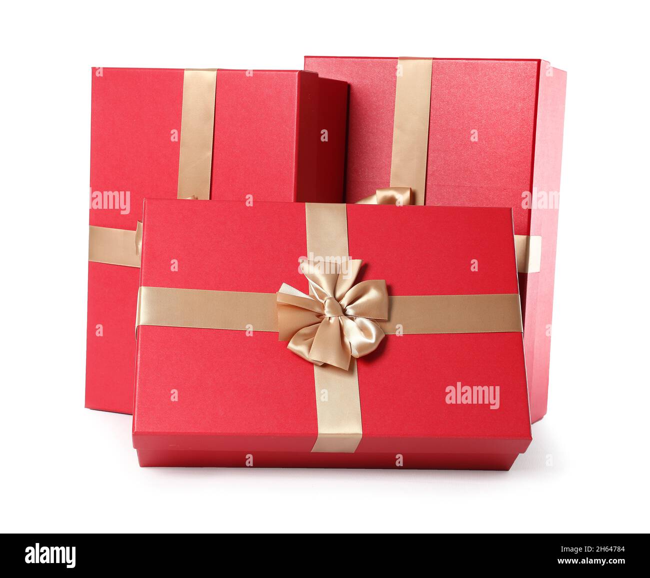 Christmas gift boxes on white background Stock Photo - Alamy