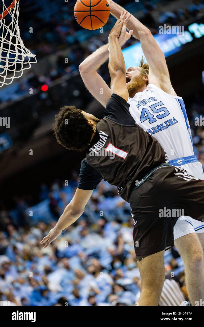 Chapel Hill, NC, USA. 12th Nov, 2021. Brown Bears guard Dan Friday (1 ...
