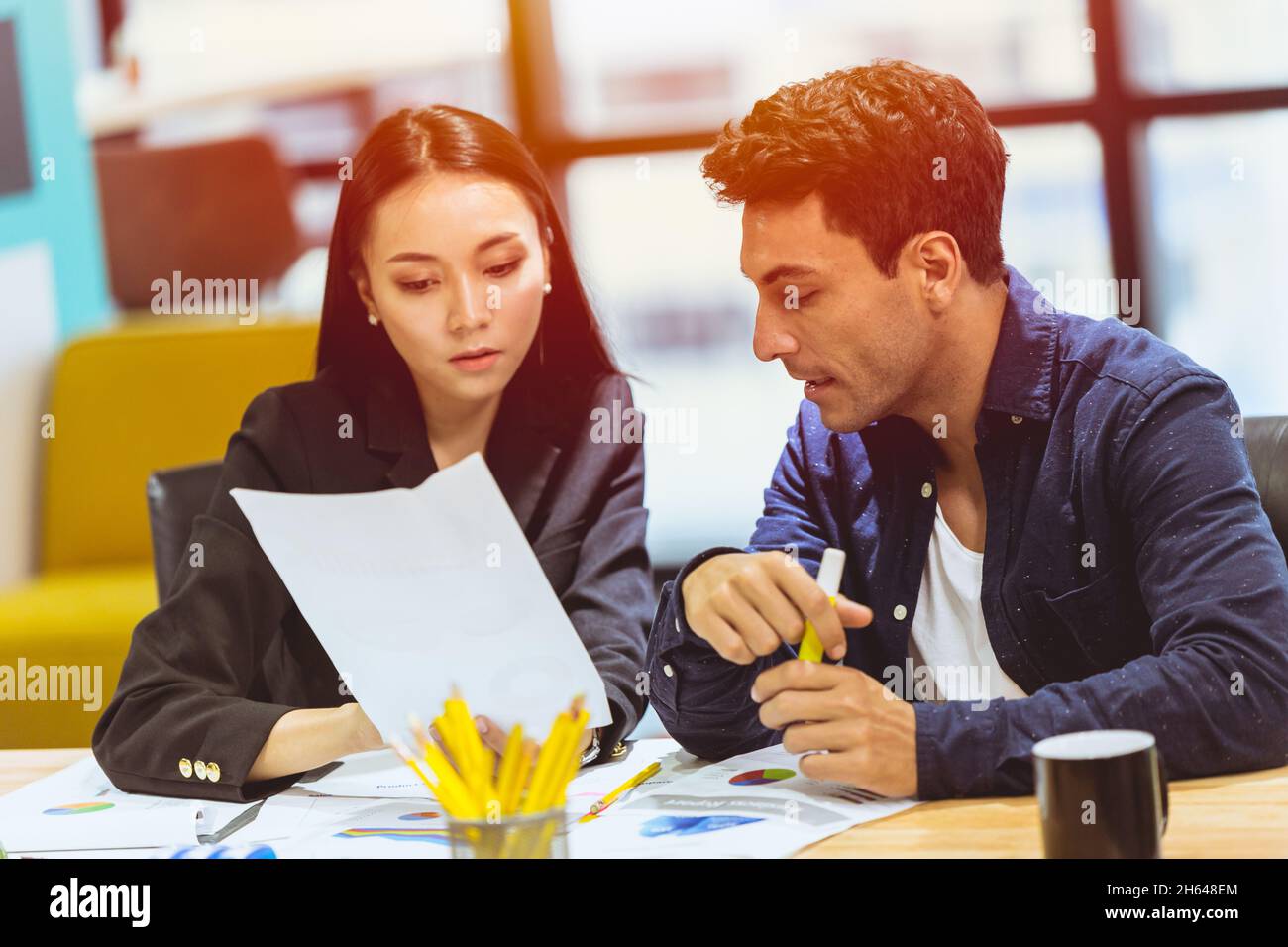 Smart business Asian women office worker staff working in office with ...