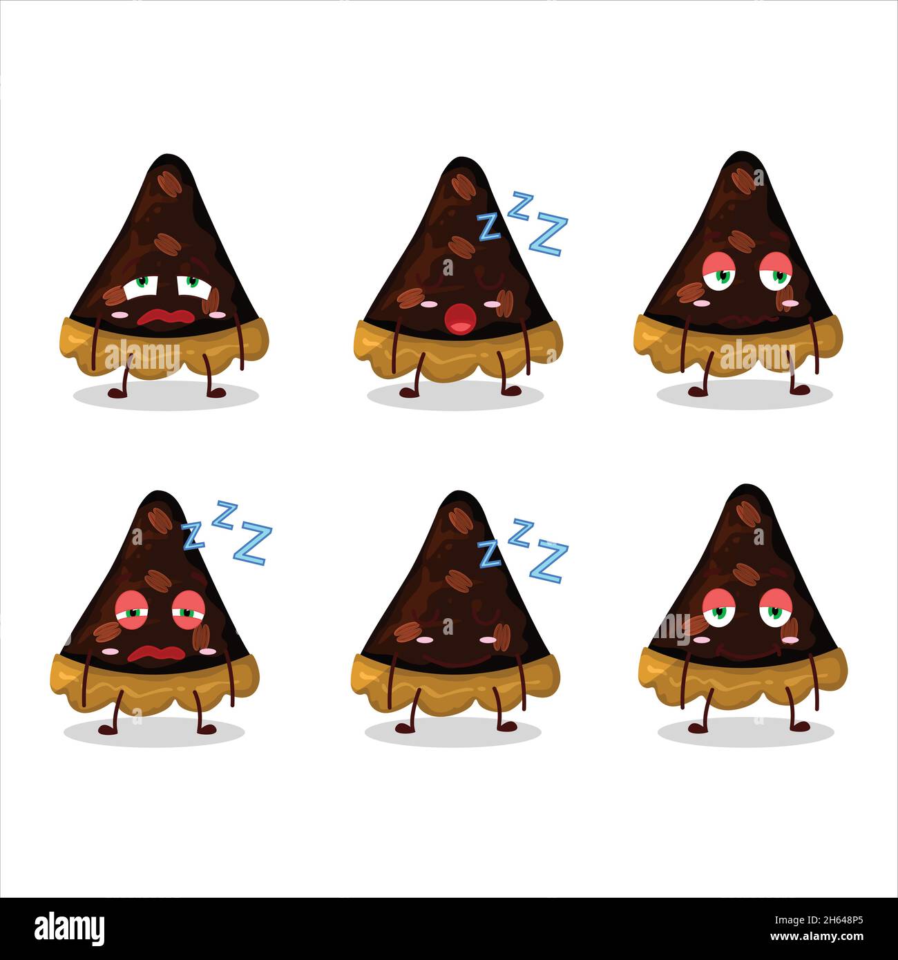 Cartoon character of slice of pecan pie with sleepy expression. Vector ...