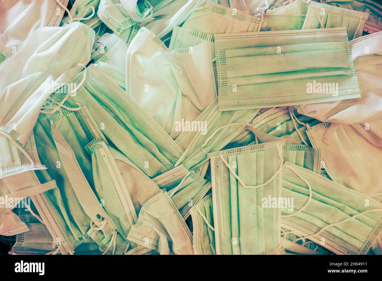 used dirty face mask garbage in trash with infectious waste problem ...