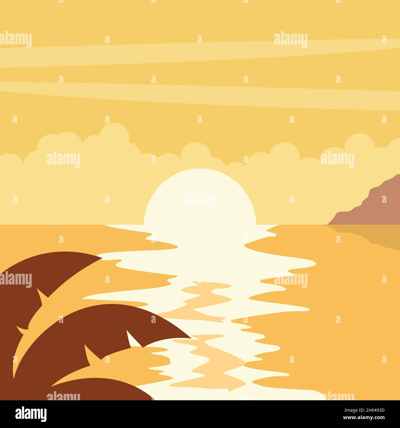 Beautiful sunset design on the beach vector Stock Vector Image & Art ...