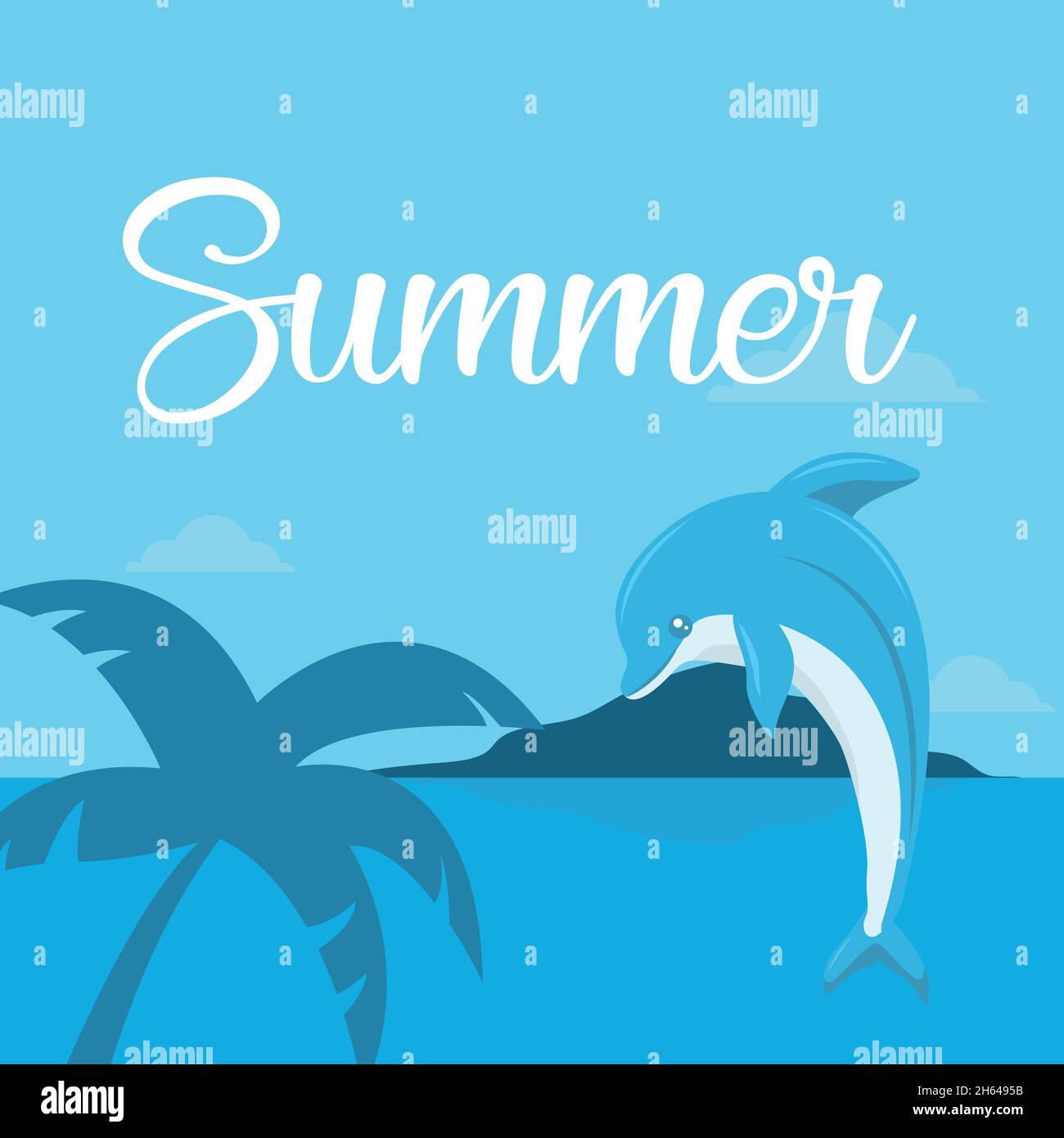 Summer card design with dolphin Stock Vector Image & Art - Alamy