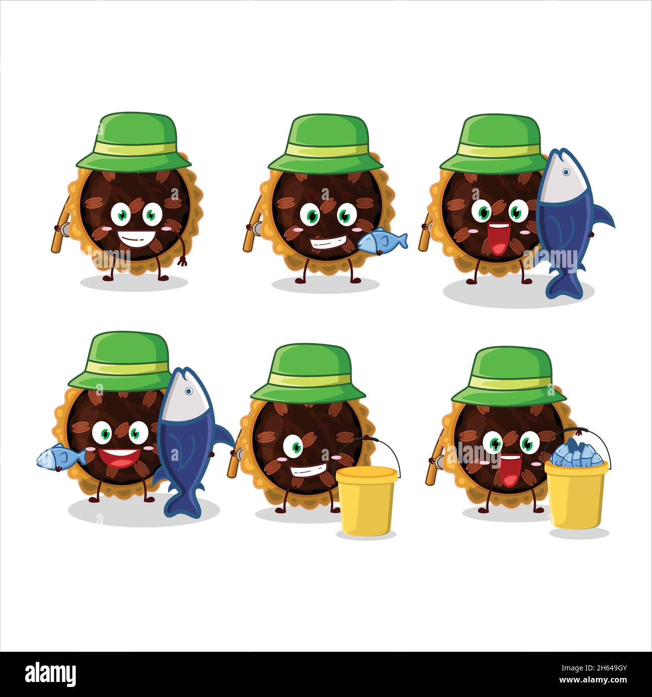 A fisherman pecan pie cartoon picture catch a big fish. Vector ...