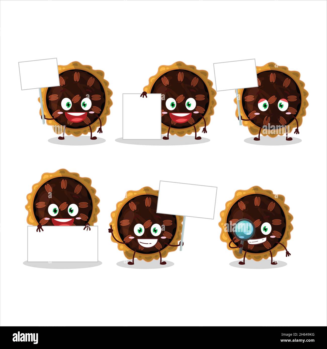 Pecan pie cartoon character bring information board. Vector ...