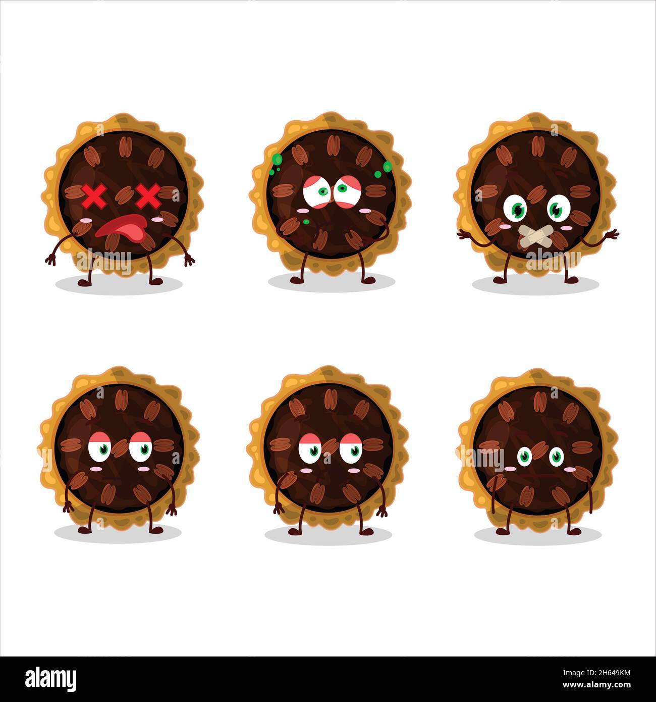 Pecan pie cartoon character with nope expression. Vector illustration ...