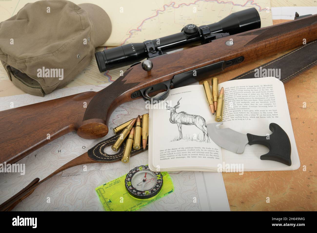 Planning safari adventure to hunt African animals, shooting equipment ...