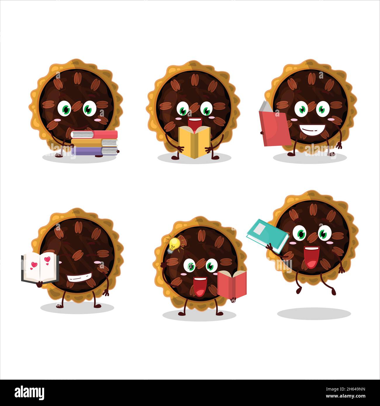 A picture of pecan pie cartoon character concept reading an amusing ...