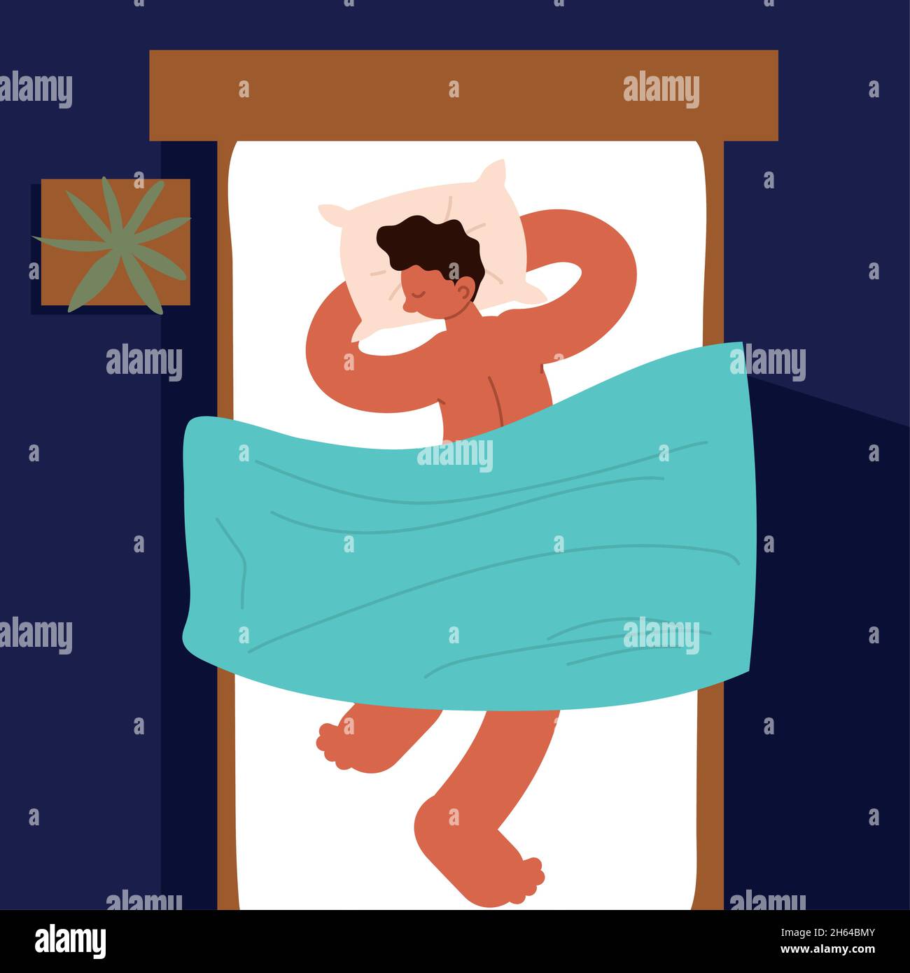 sleeping man on bed Stock Vector Image & Art - Alamy