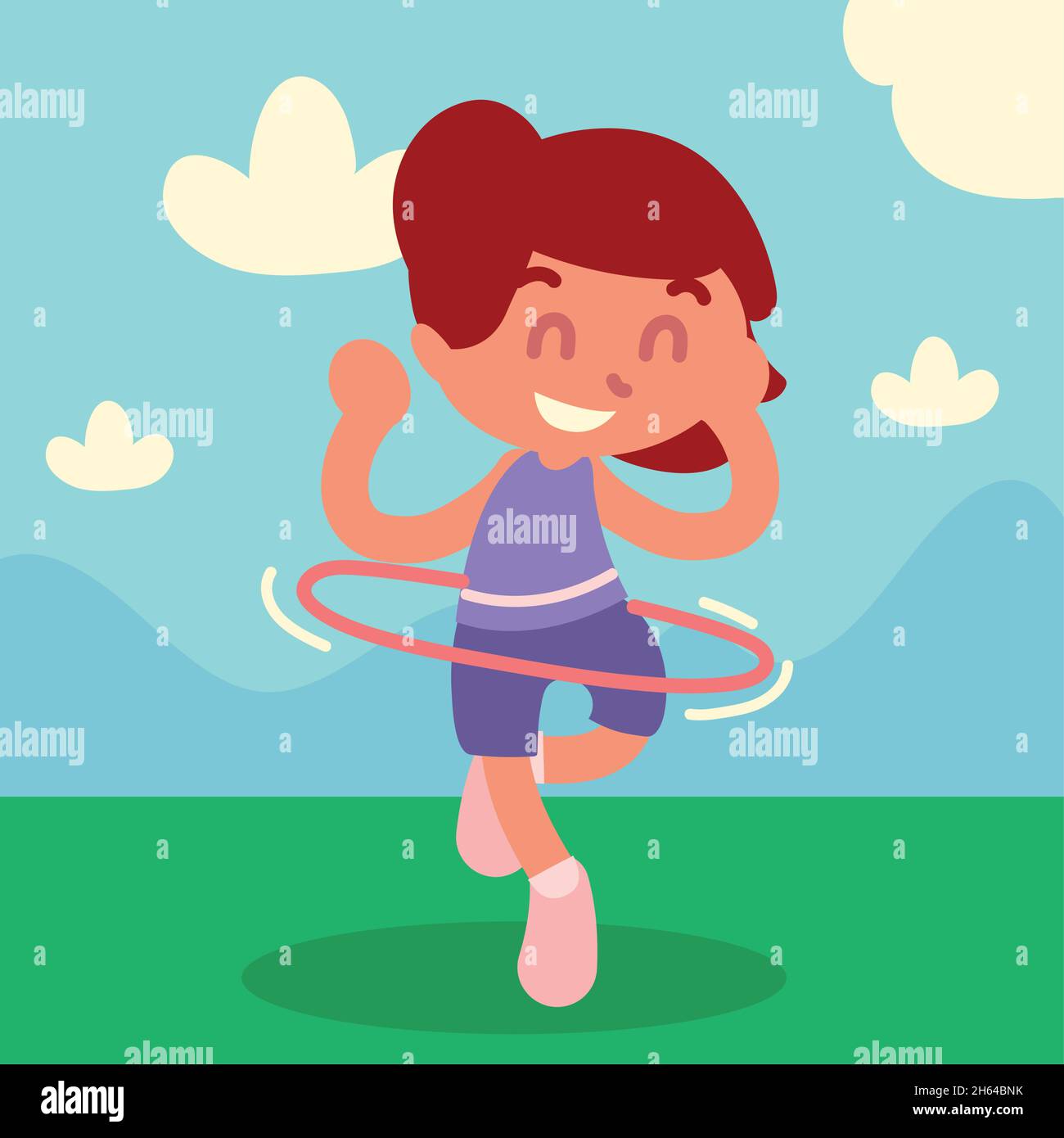 funny girl with hula hoop Stock Vector Image & Art - Alamy