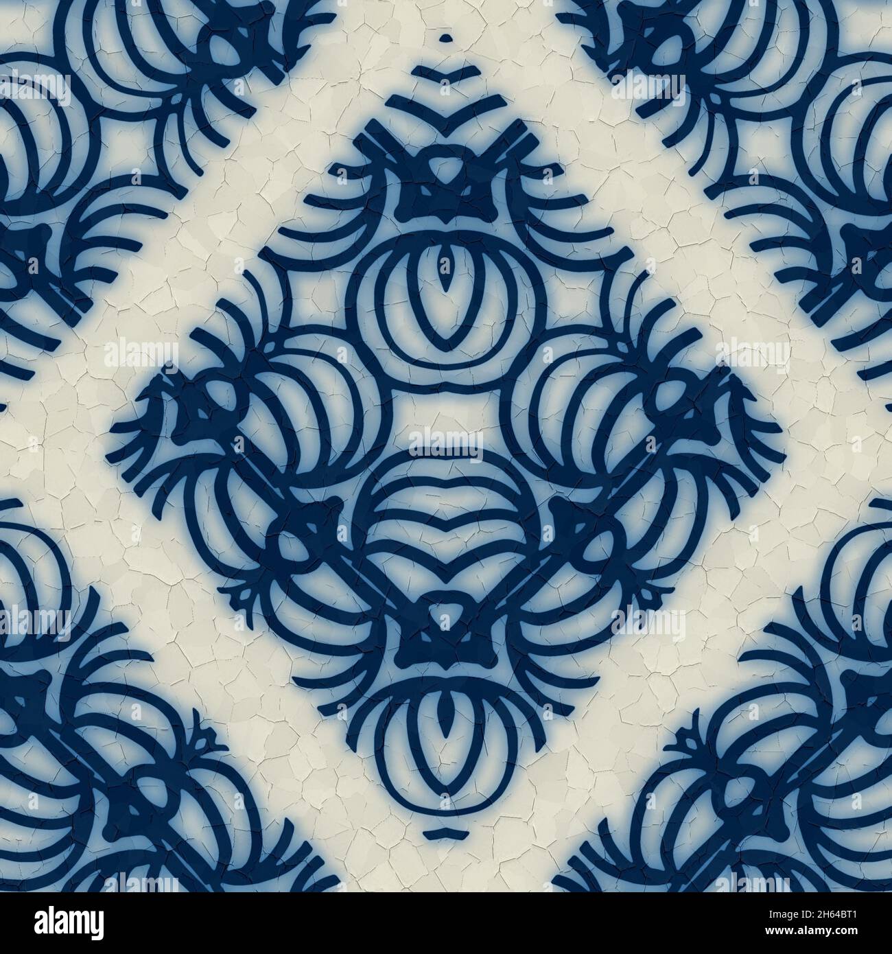 Seamless blue and white ceramic tile ornate damask pattern for surface ...