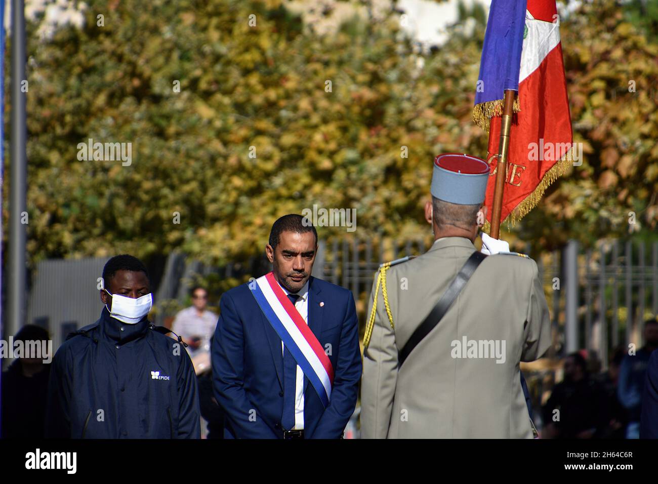 Marseille, France. 11th Nov, 2021. French deputy Saïd Ahamada (C) seen ...