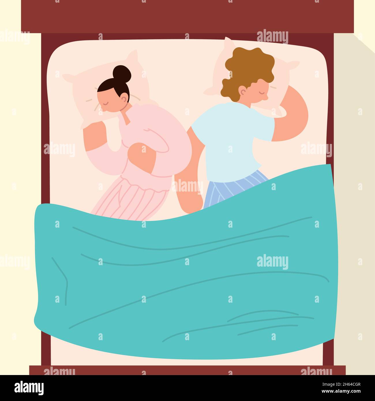 top view sleeping couple Stock Vector Image & Art - Alamy