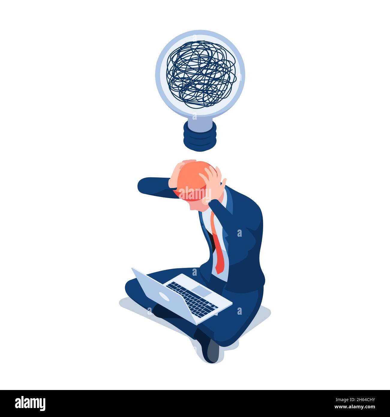 Flat 3d Isometric Frustrated Businessman with Confused Idea. Business ...