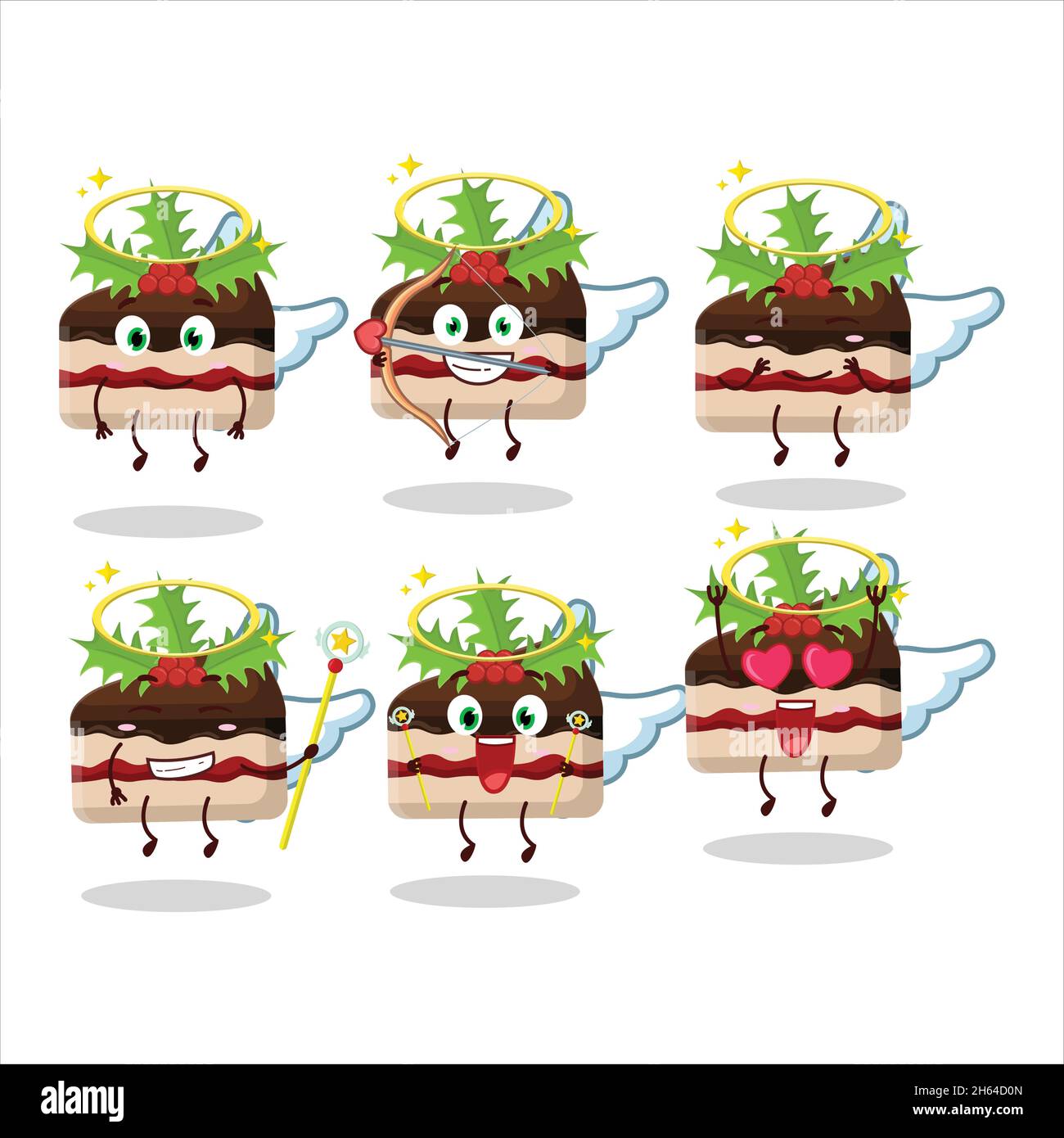 Slice of pudding cake christmas cartoon designs as a cute angel ...