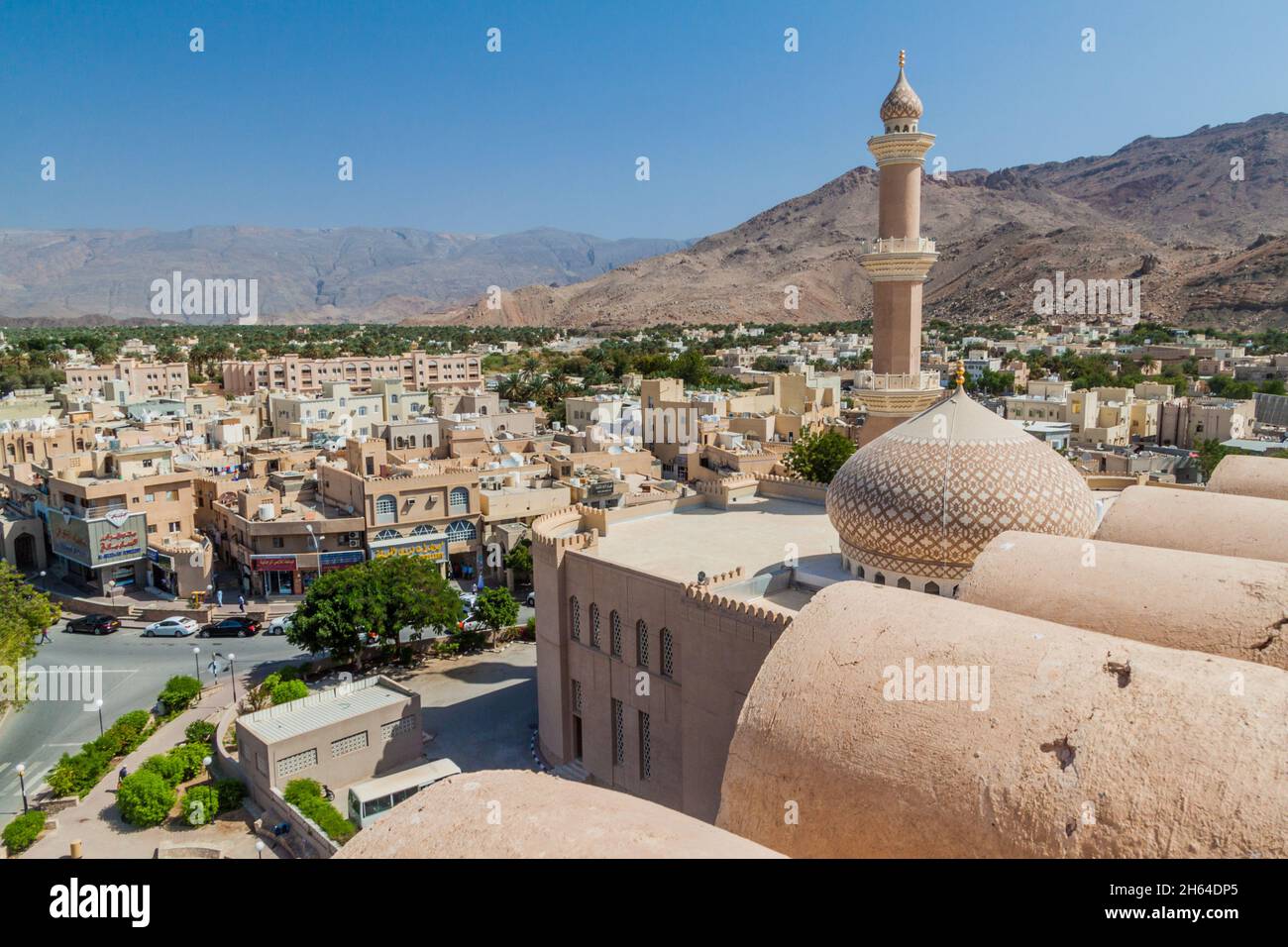 NIZWA, OMAN - MARCH 3, 2017: Aerial view of Nizwa with Sultan Qaboos ...