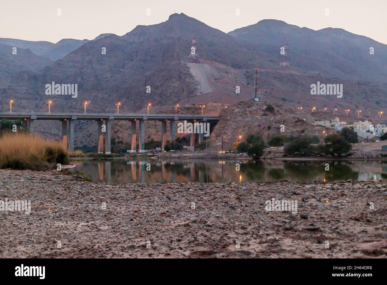 Highway bridge over Wadi Tiwi, Oman Stock Photo - Alamy