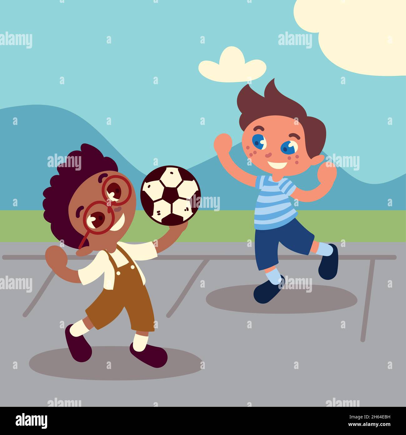 playing boys with ball Stock Vector Image & Art - Alamy