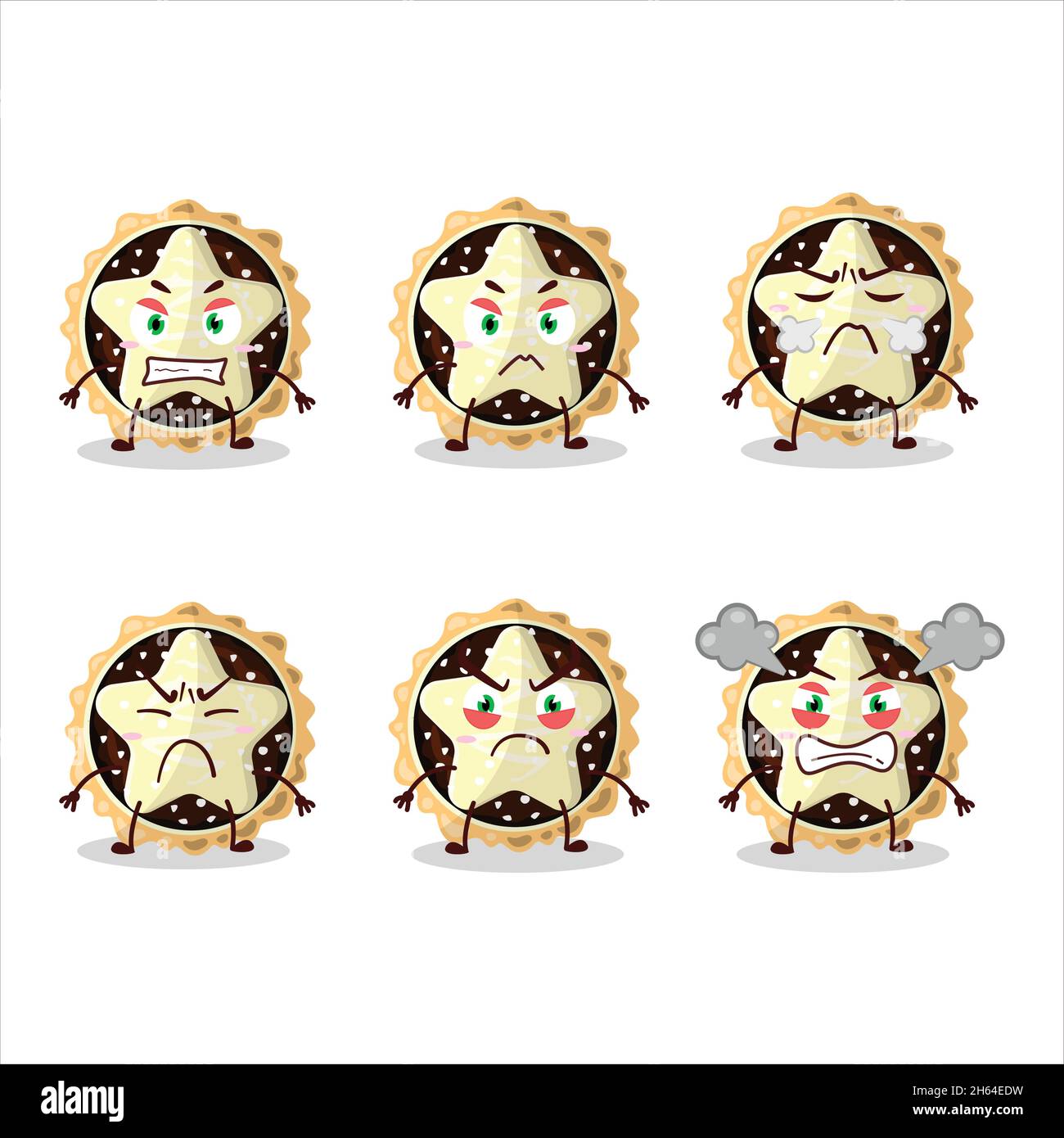 Star chocolate pie cartoon character with various angry expressions ...