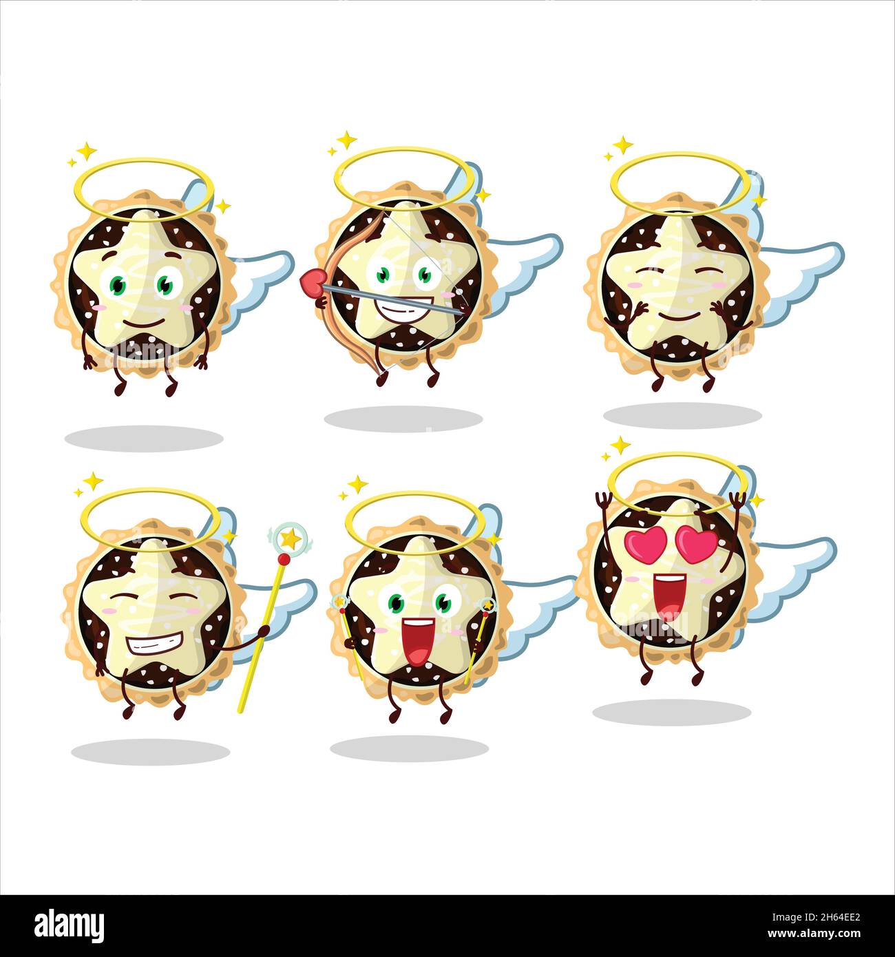 Star chocolate pie cartoon designs as a cute angel character. Vector ...