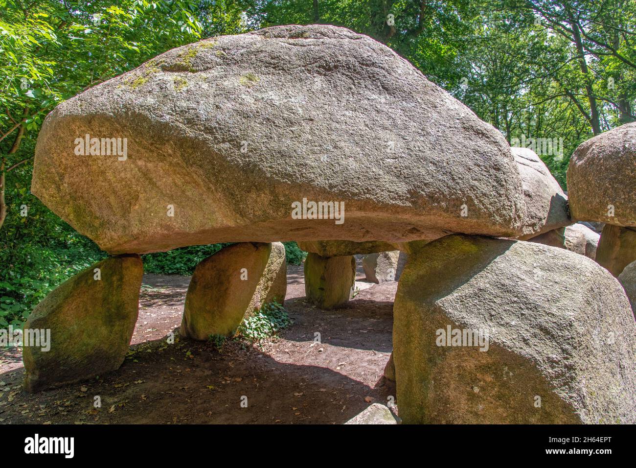 Low angle close up view of Dolmen (hunebed) D27 close to Borger in the ...